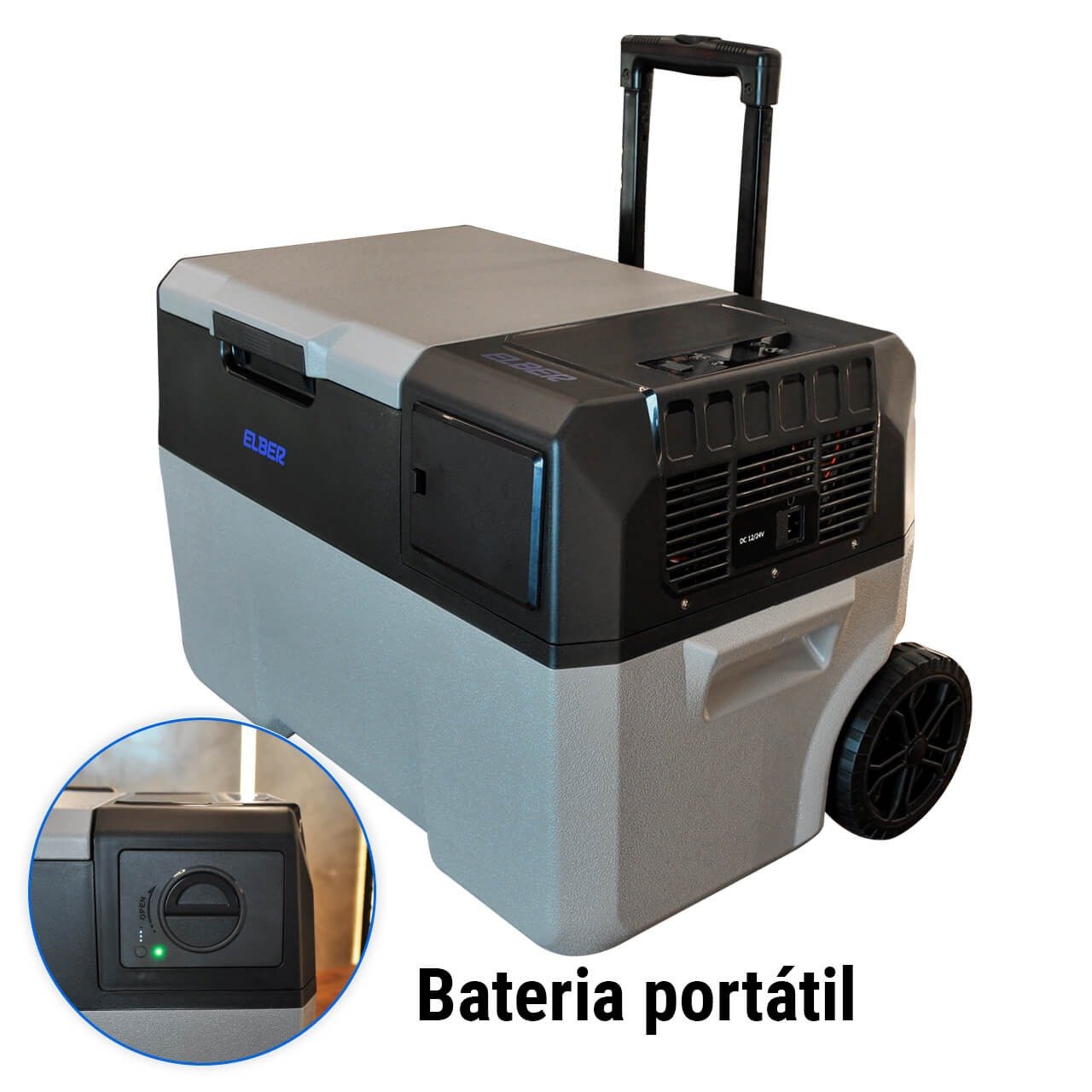 Geladeira Portátil Elber CAB 30 com Bateria e Rodinha 28 Litros 12v 24v
